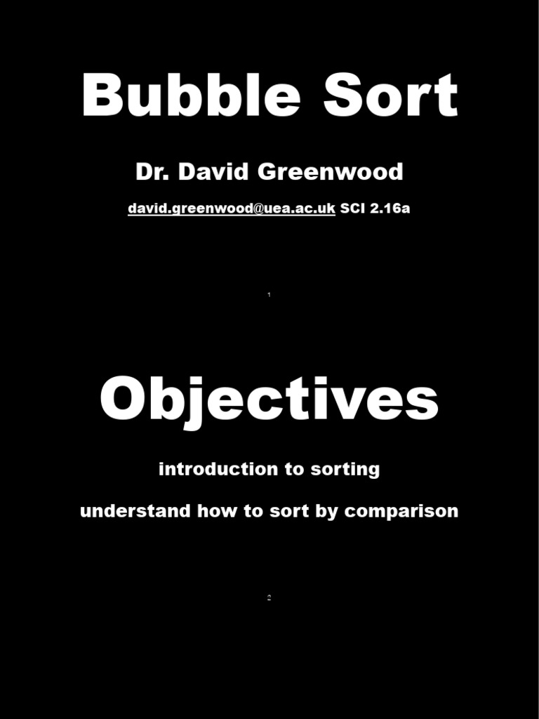 3wk10 Bubble Sort Lecture Pdf Computer Programming Algorithms