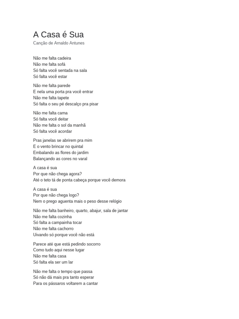 A Casa É Sua - Letra | PDF