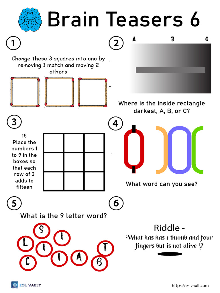 Printable Brain Teasers 6 | PDF
