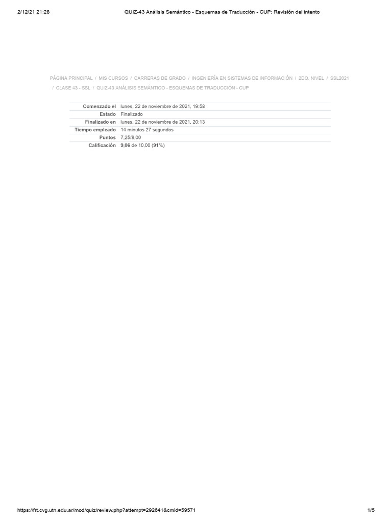 QUIZ-43 Análisis Semántico - Esquemas de Traducción - CUP - Revisión Del Intento | PDF ...