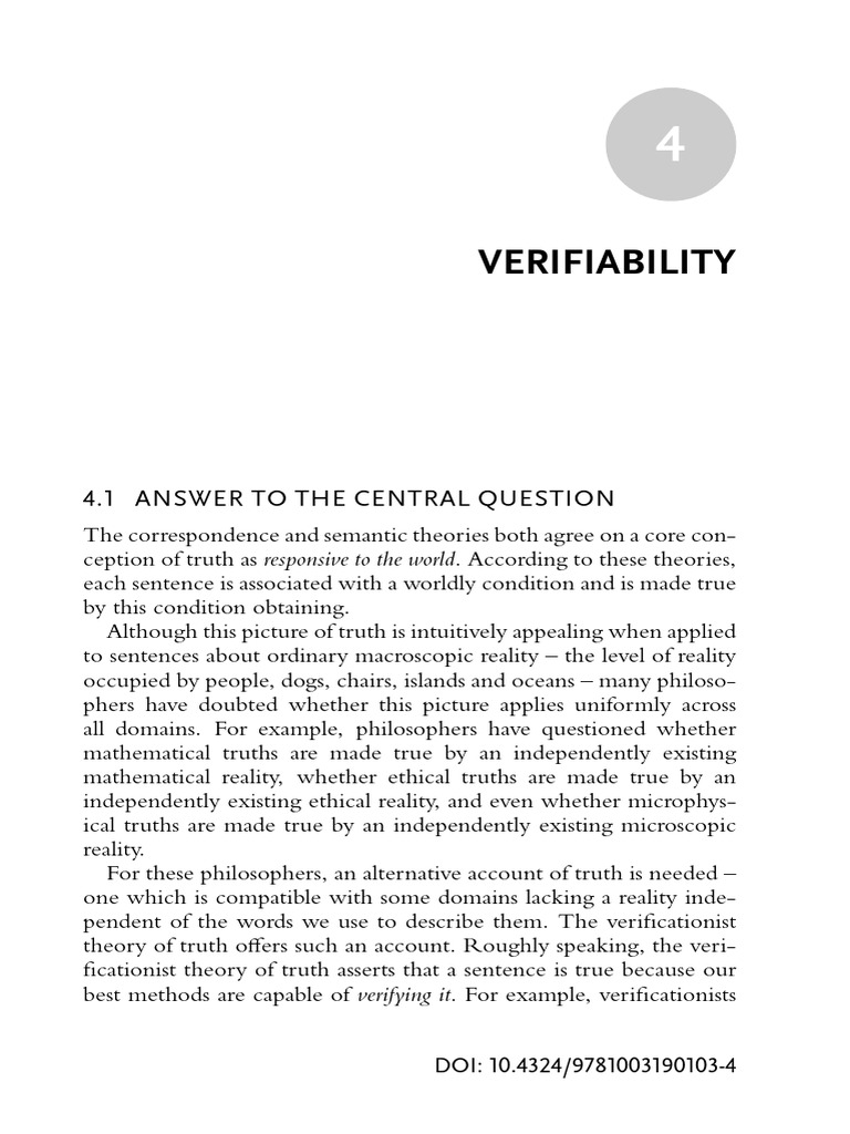 Understanding Verificationist Truth Theory | PDF | Truth | Theory