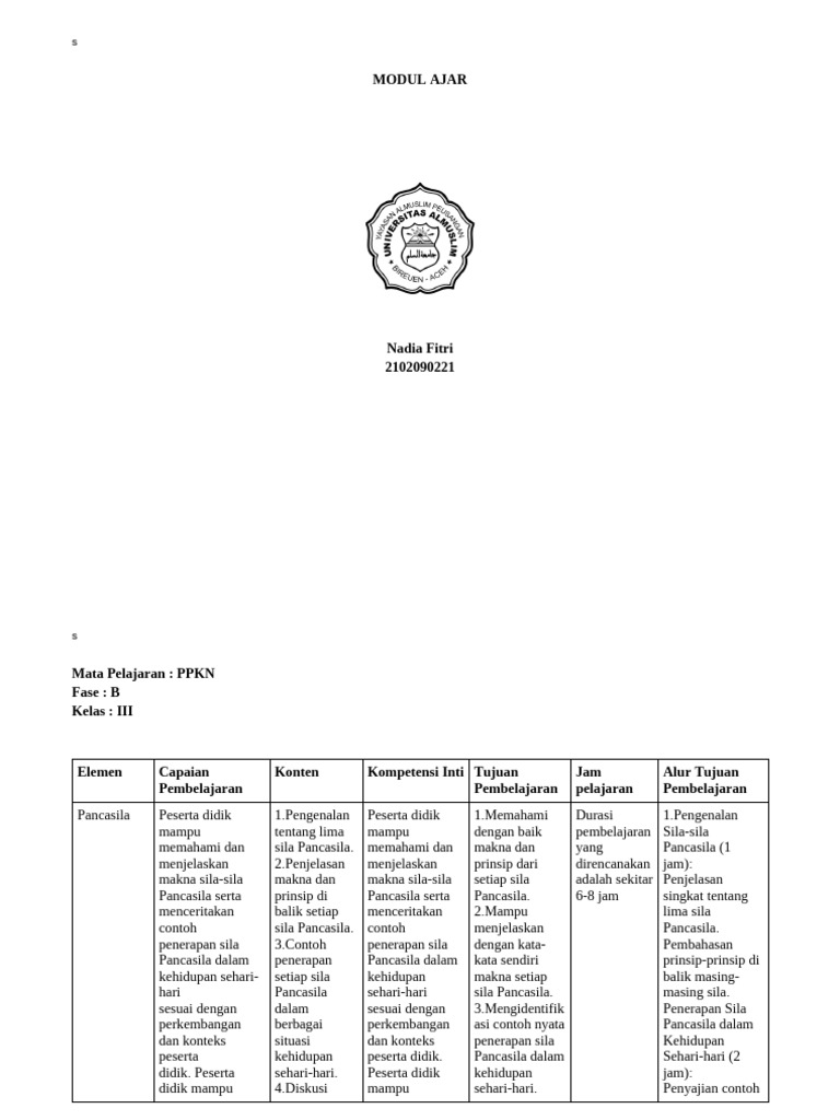 Modul Ajar Nadia Fitri | PDF