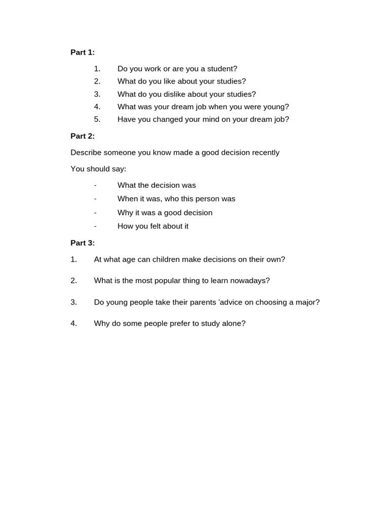 Speaking Test 2 | PDF