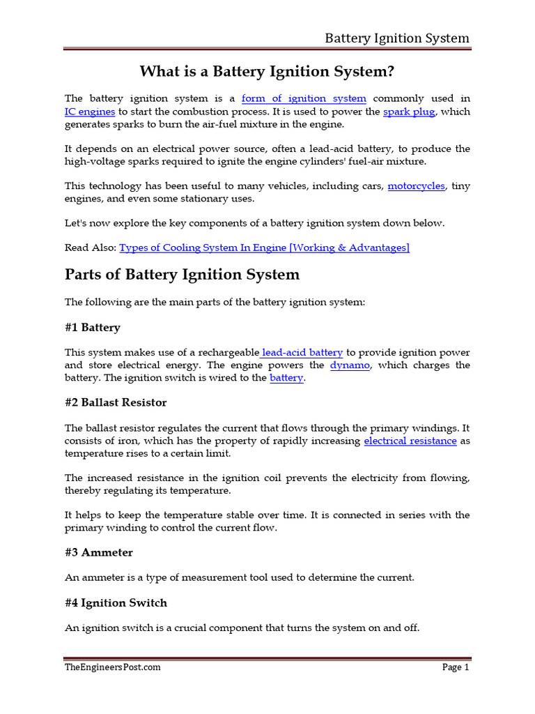 Battery Ignition System | PDF | Ignition System | Transformer