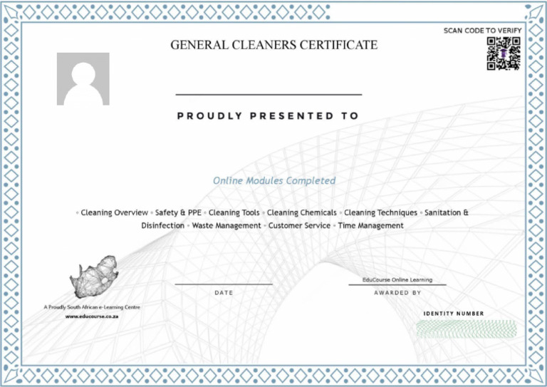 General Cleaner Course Certificate - General Cleaner Course ...