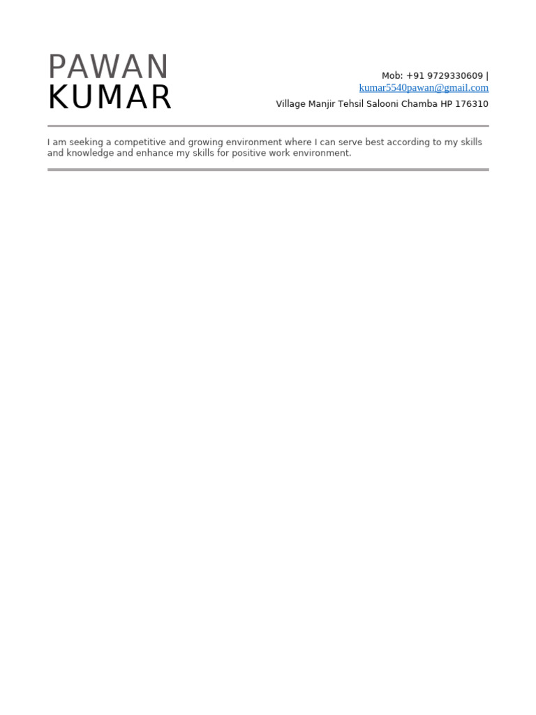 Pawan Kumar Resume | PDF