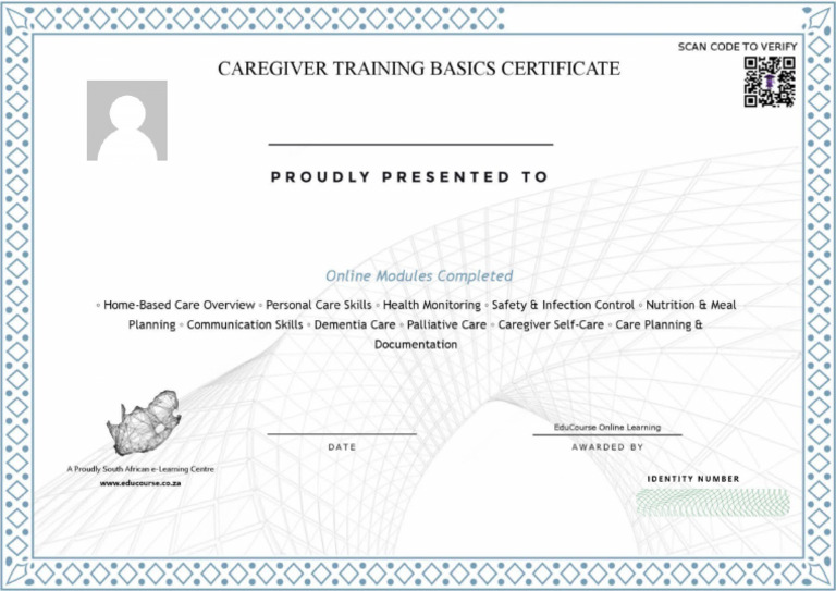 Caregiver Training Program Certificate - Caregiver Training Program ...