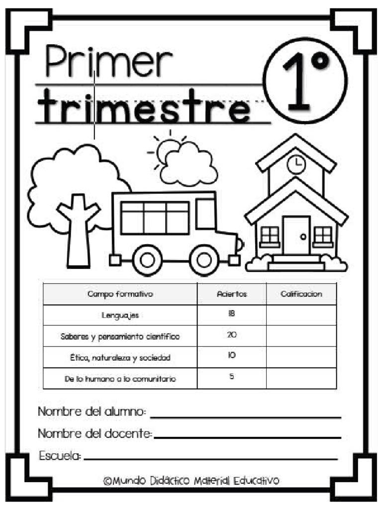Examen Primer Trimestre 1° Grado | PDF