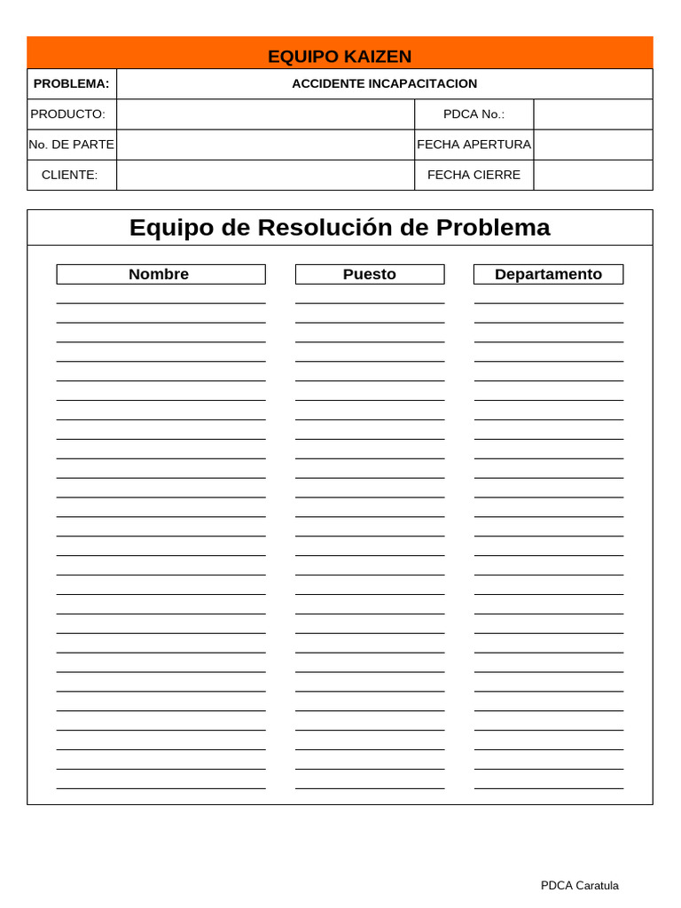 Plantilla Kaizen - PDCA - FORMATO | PDF