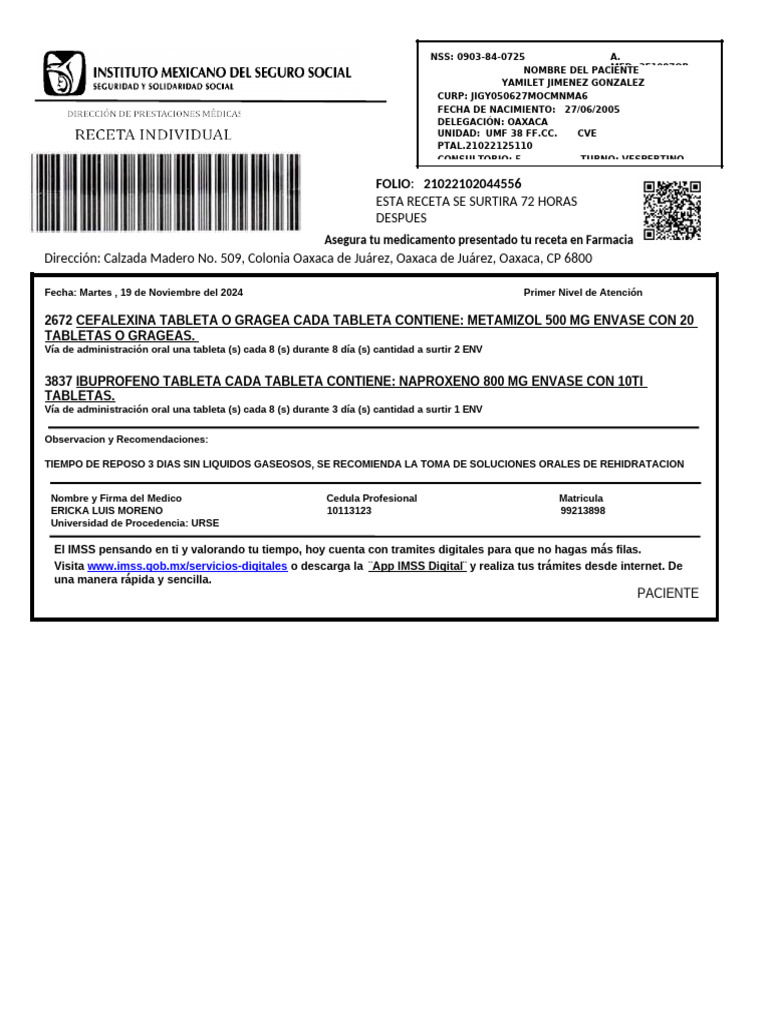 Receta Del Imss | PDF | Terapia | Tratamientos médicos
