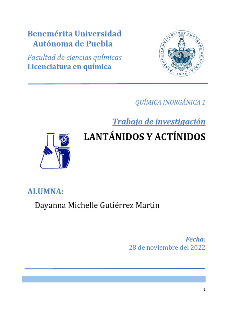 Lantánidos y Actínidos: Propiedades y Usos | PDF | Actínido | Lantánido