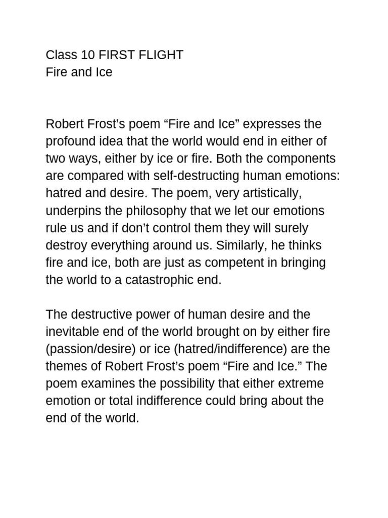 Fire and Ice | PDF | Greed | Emotions