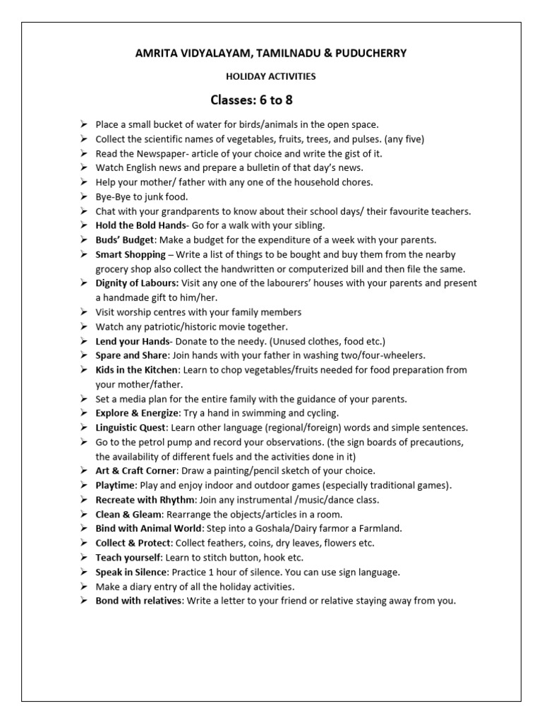 Holiday Activities 6-8 | PDF