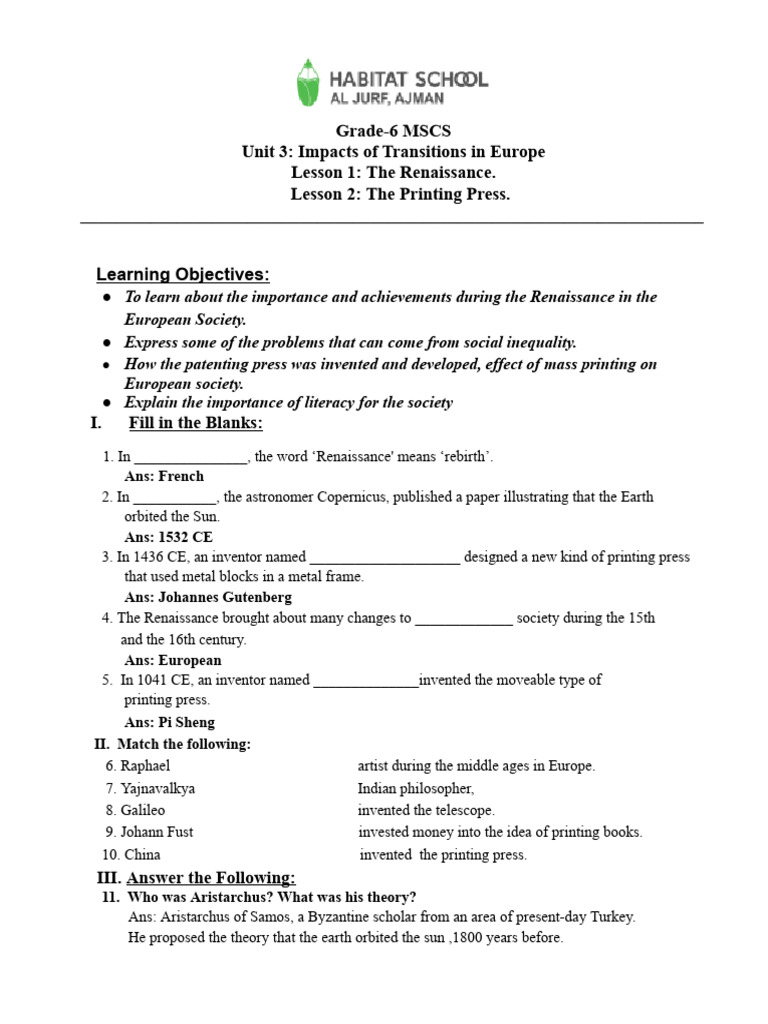 Grade 6 MSCS: Renaissance & Discovery | PDF | Age Of Discovery ...