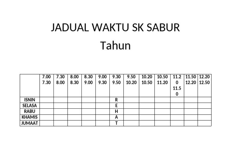 Template Jadual Waktu | PDF