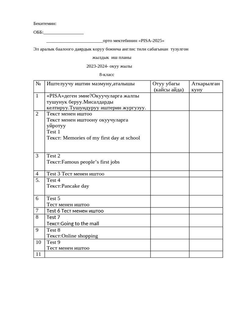 Pisa 8 Grade | PDF