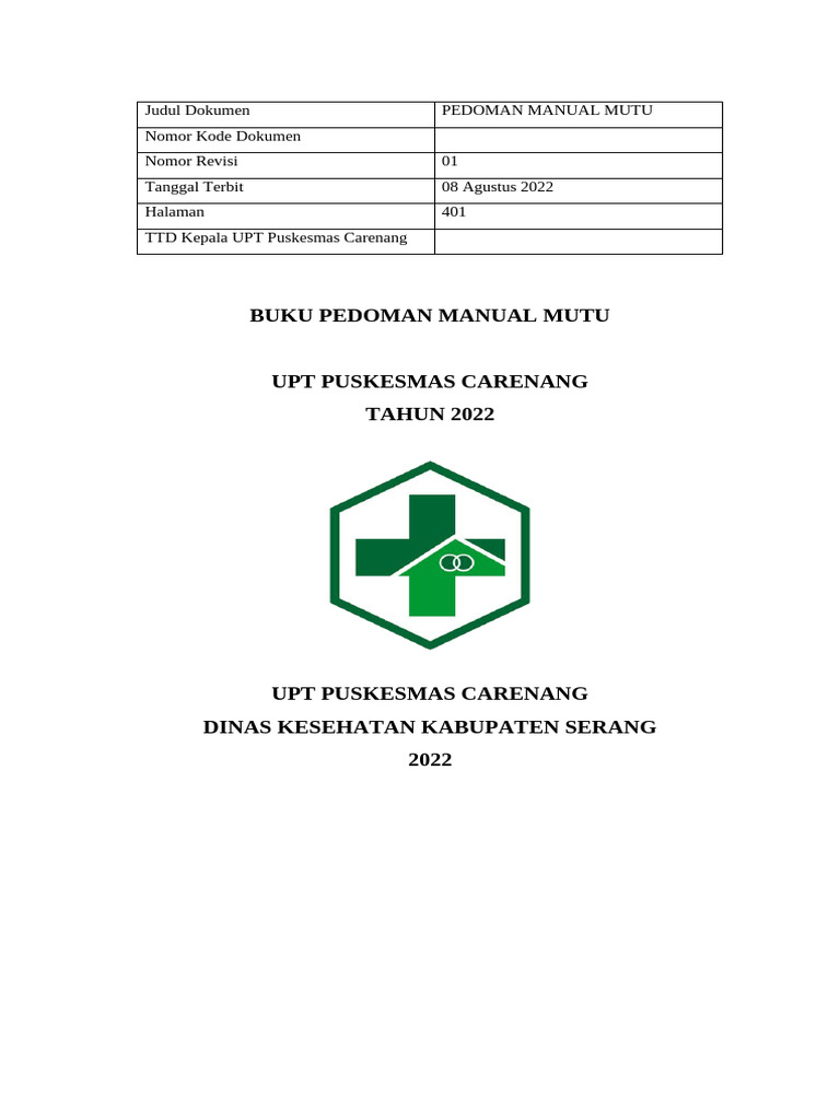 Pedoman Manual Mutu 2022 - CRG | PDF