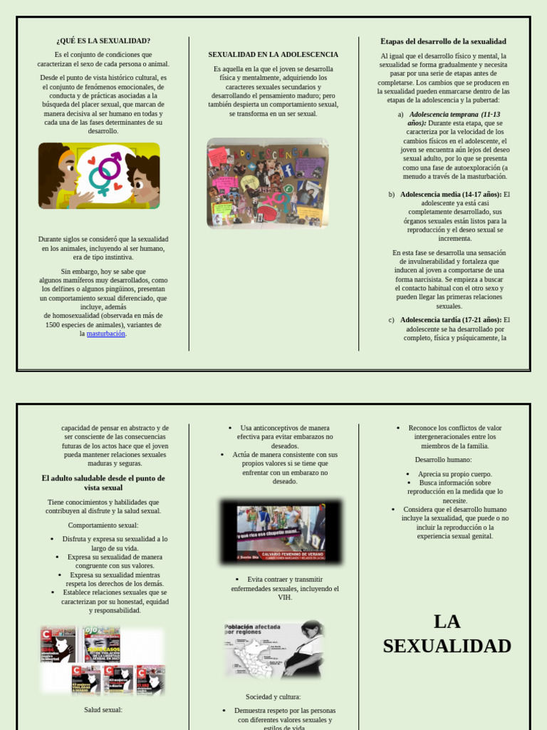 Triptico de La Sexualidad 3 | PDF | La sexualidad humana | Adolescencia