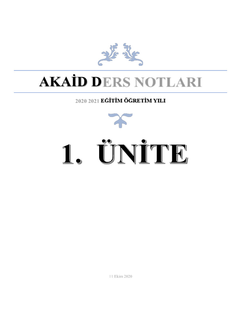 11 Akaid 1. Unite 1 3 Haftalar Arasi | PDF