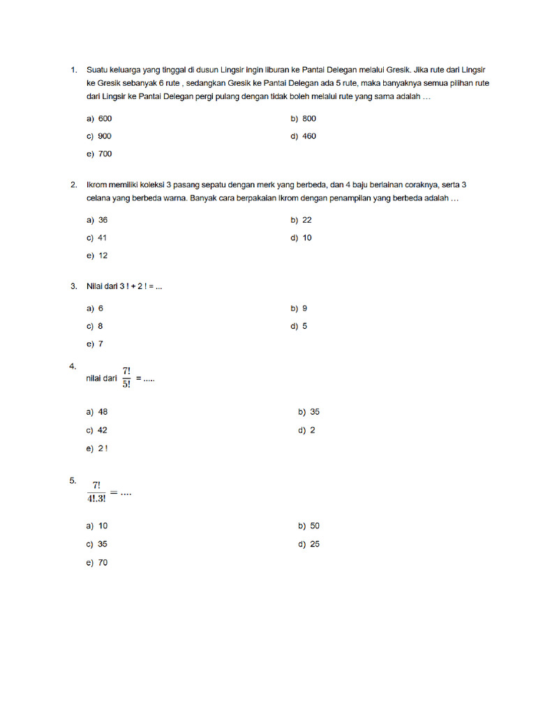 Latihan Kaidah Pencacahan | PDF