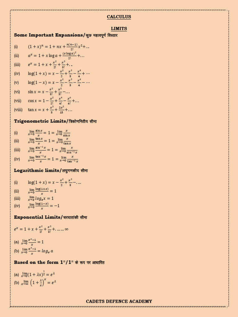 Calculus formula | PDF | Exponential Function | Function (Mathematics)