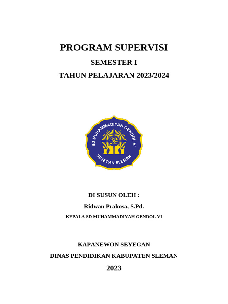 Program Supervisi 2023-2024 SMT 1gendol 6 | PDF