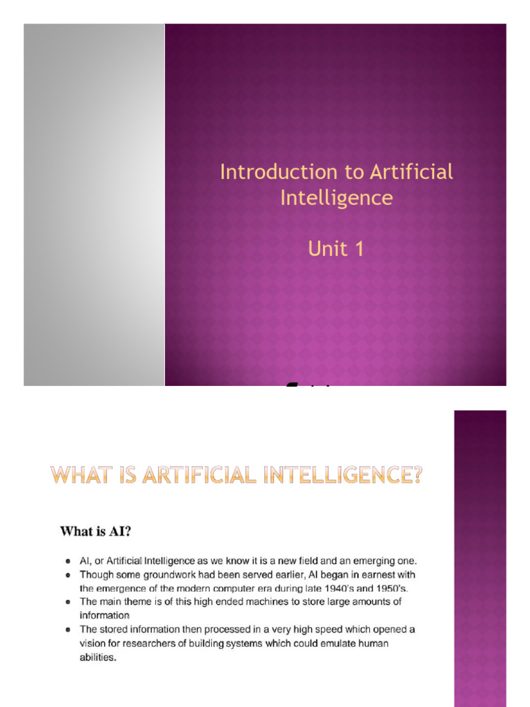 Ai Unit1 | PDF | Artificial Intelligence | Intelligence (AI) & Semantics