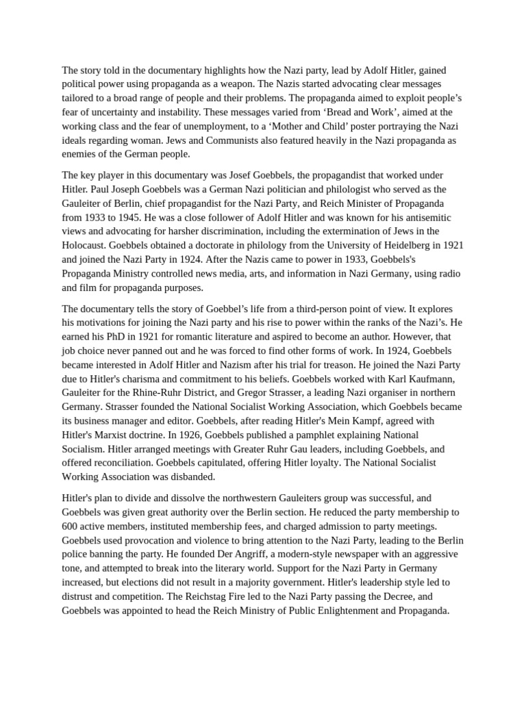 Josef Goebbels Documentary | PDF | Joseph Goebbels | Nazi Germany