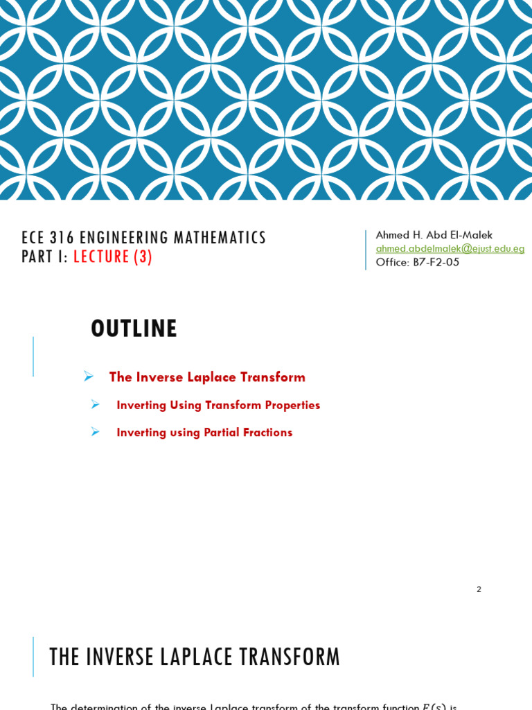 ECE 316 Laplace Transform Lecture 3 | PDF | Laplace Transform | Calculus