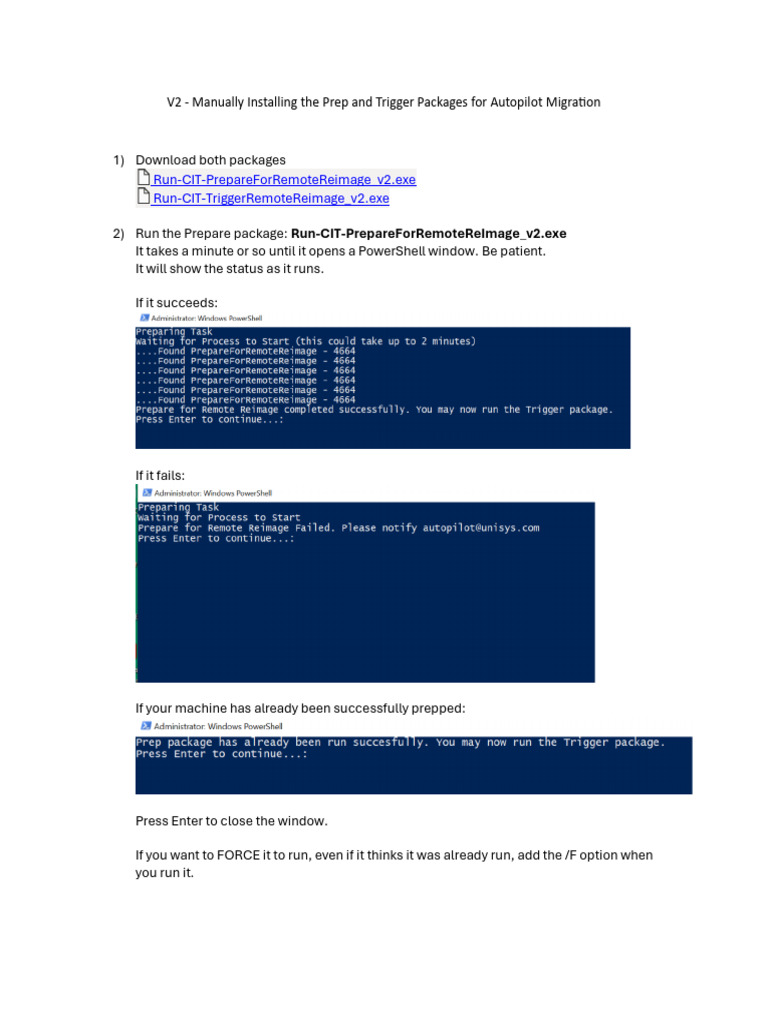 Manually Installing The Prep and Trigger Packages For Autopilot Migration | PDF