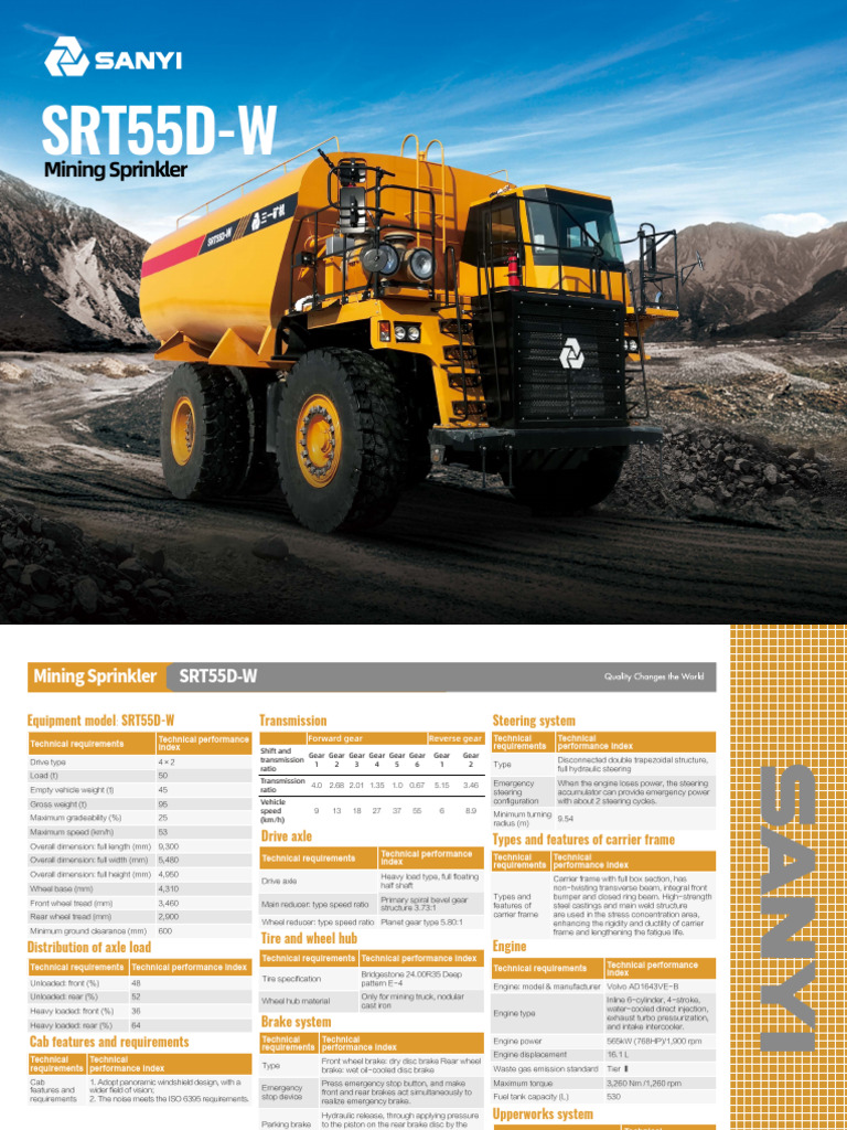 SRT55DW Mining Sprinkler-160417 | PDF | Gear | Axle
