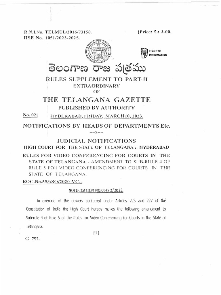 Special Officer Amendment To Telangana and AP High Courts | PDF