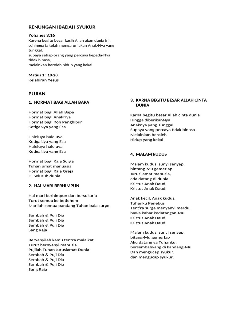 Renungan Ibadah Syukur | PDF