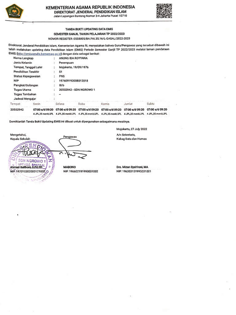 Bukti Update Emis B.ida | PDF