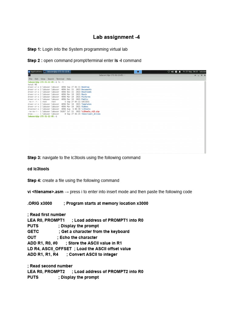 System Programming Lab4 Steps | PDF | Ascii | Computing