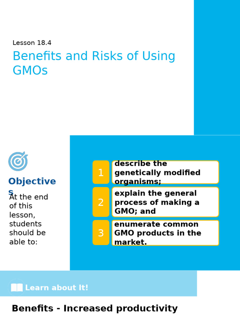 Earth and Life Science SHS 18.4 Benefits and Risks of Using GMOs | PDF | Genetically Modified ...