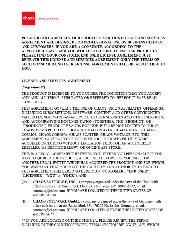 Chaos EULA 2024 Committed To Cgrepo | PDF | License | Software As A Service
