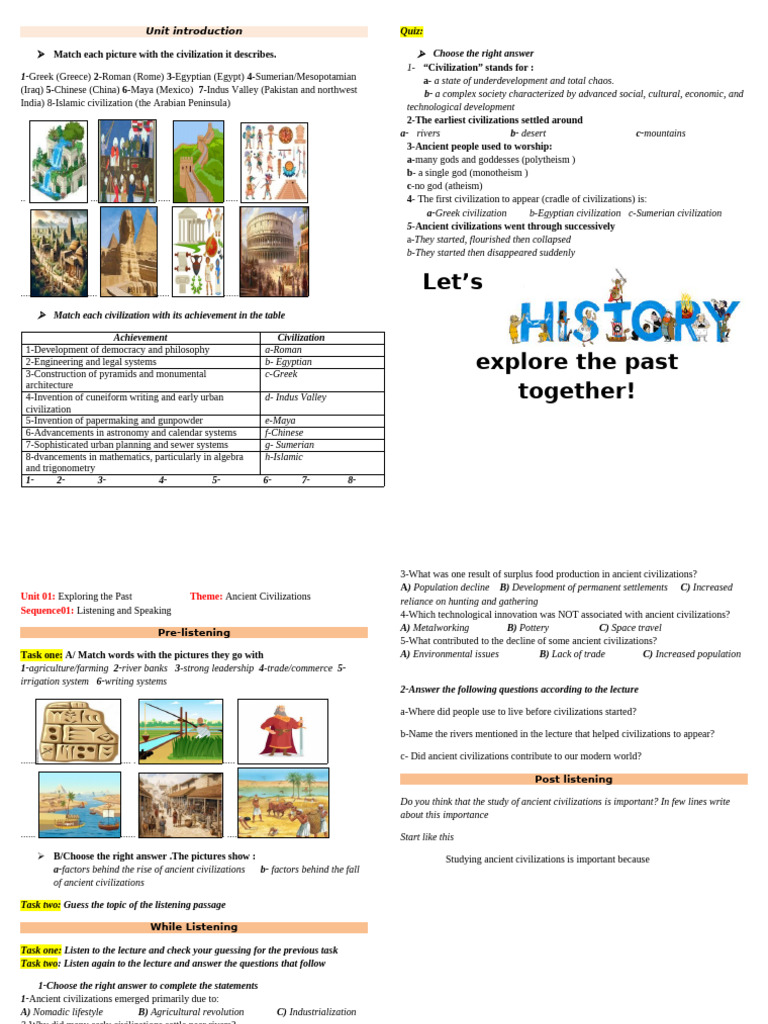 Ancient Civilizations Overview | PDF | Civilization | Ancient Egypt