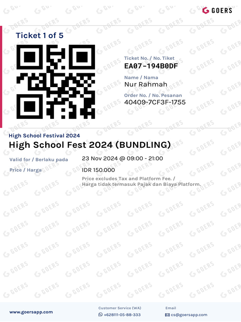 (Event Ticket) High School Fest 2024 (BUNDLING) - High School Festival 2024 - 1 40409-7CF3F-1755 ...