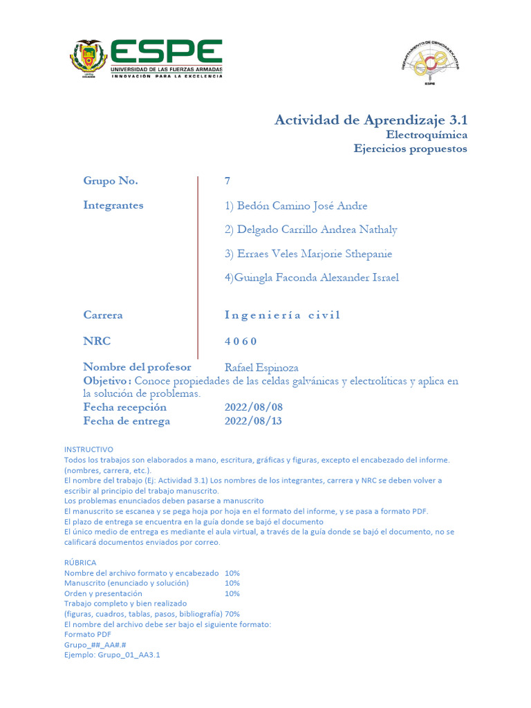Grupo 07 AA3.1 2 | PDF | Ánodo | Electrodo