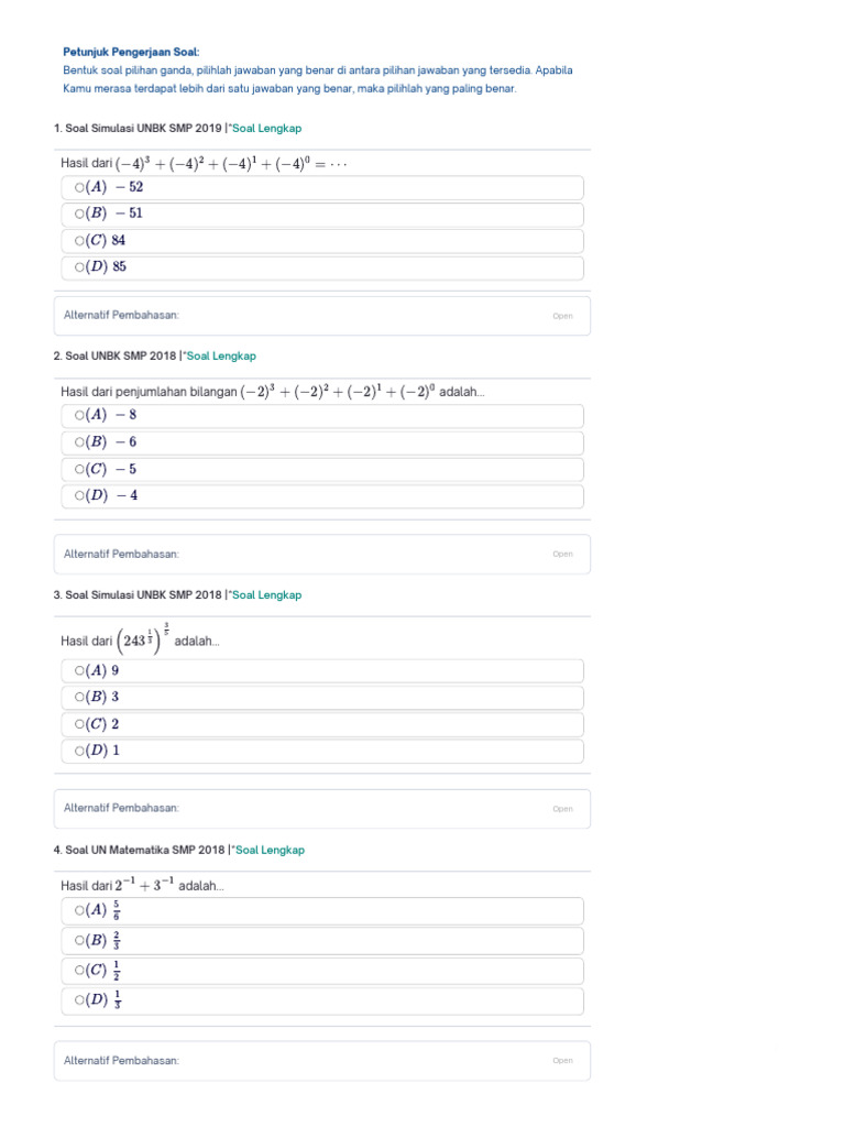 Bilangan Berpangkat (Eksponen) Matematika SMP | PDF