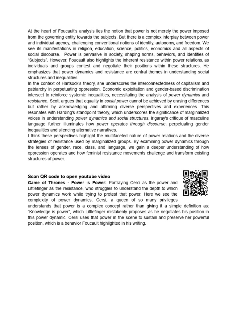 Foucault's Power Dynamics and Resistance | PDF | Power (Social And ...
