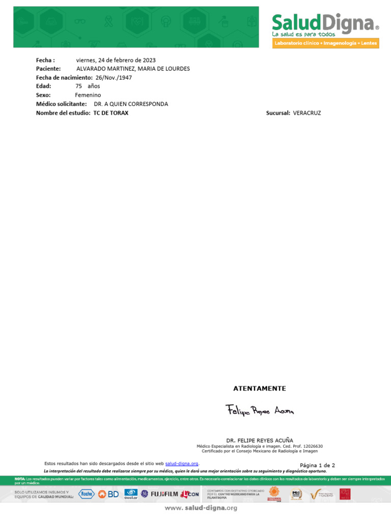 Resultados SaludDigna | PDF | Radiología | Abdomen