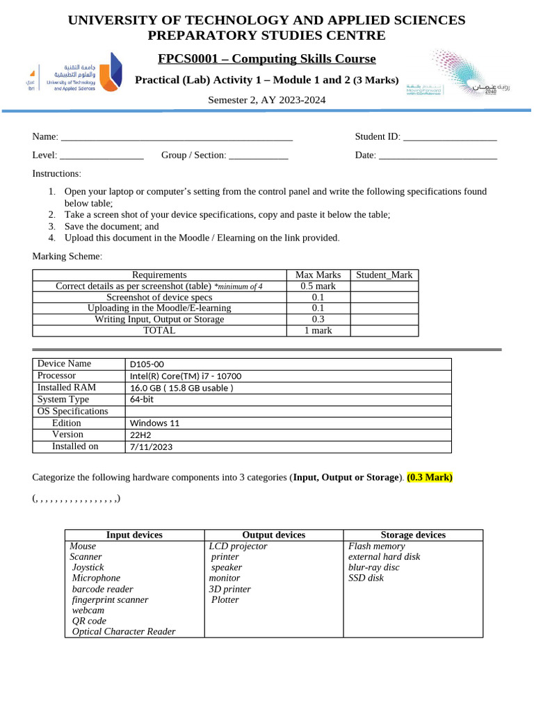 Ok - Practical Activity 1 - Module 1 - 2 - 3 Marks | PDF | Computer Science | Computing