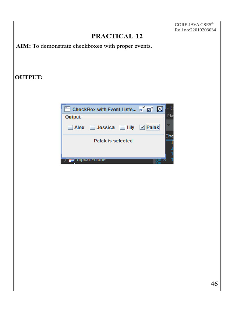 Practical-12: To Demonstrate Checkboxes With Proper Events | PDF | Computer Programming ...