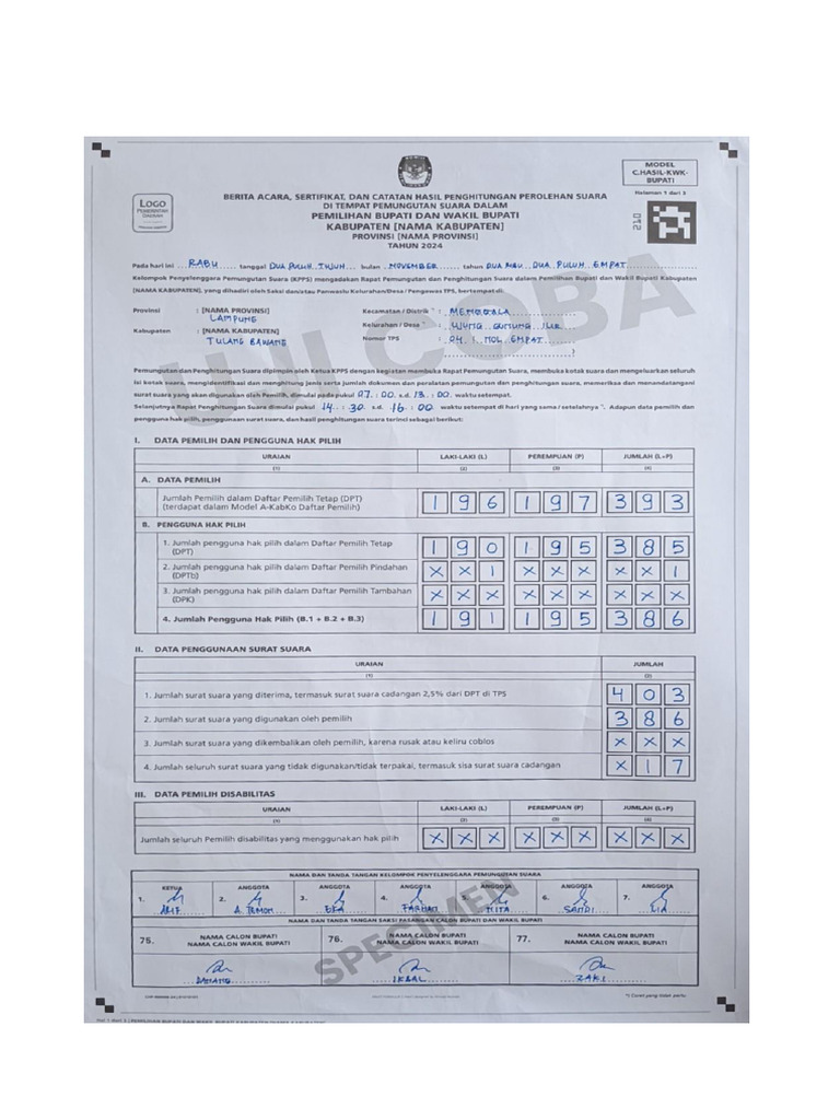 Bupati Tps 4 Ugi | PDF