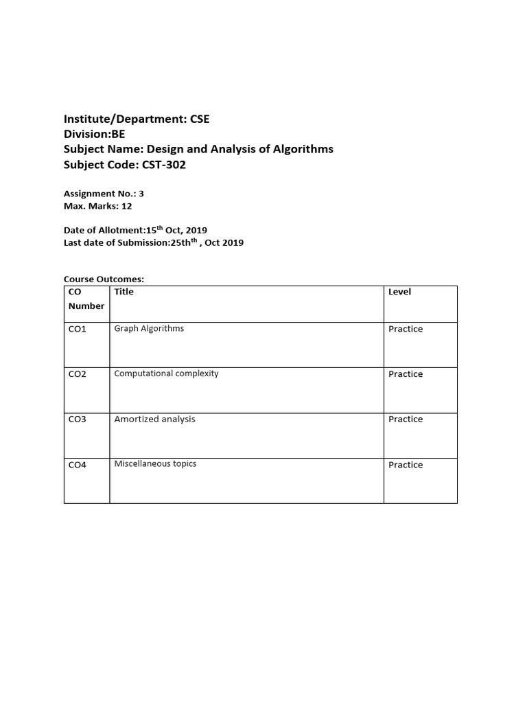 DAA Assignment 3 | PDF | Graph Theory | Mathematical Relations