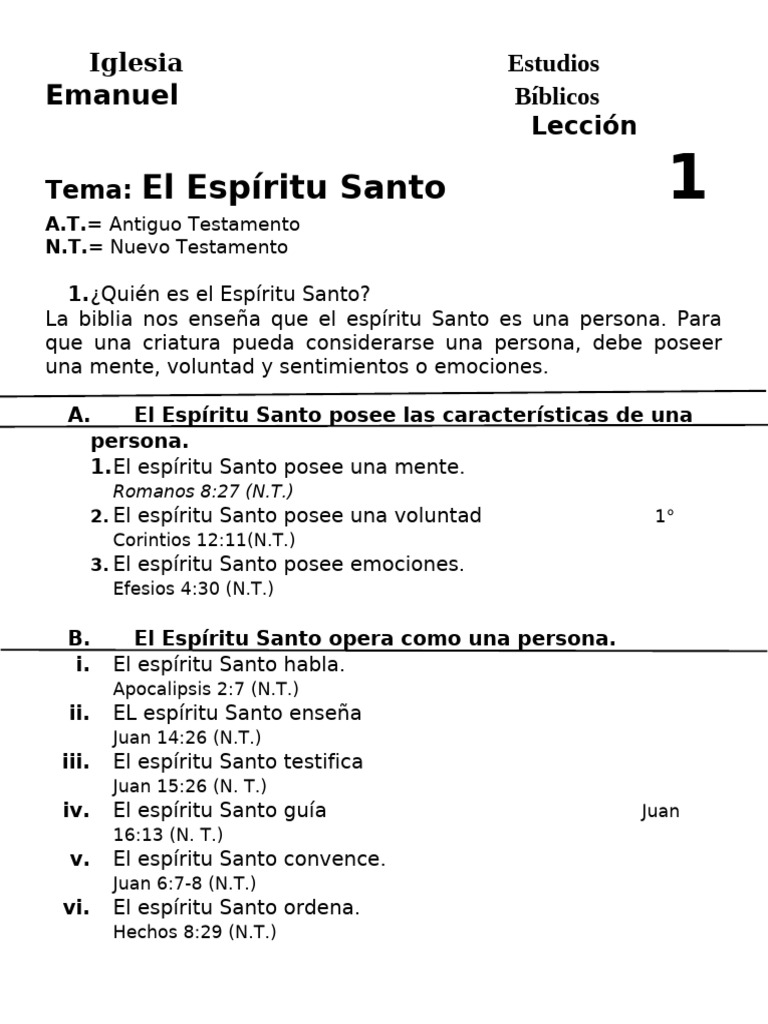 Lección1 Espiritu Santo. | PDF | Iglesia cristiana | espíritu Santo