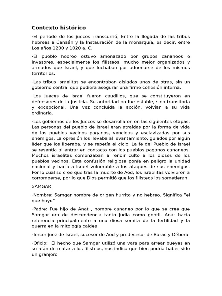 Samgar: Héroe Bíblico y Su Fe | PDF | Canaán | Filisteos