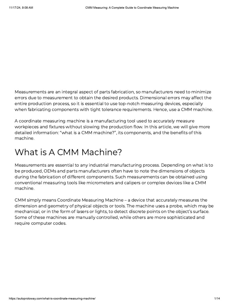 CMM Measuring - A Complete Guide To Coordinate Measuring Machine | PDF ...
